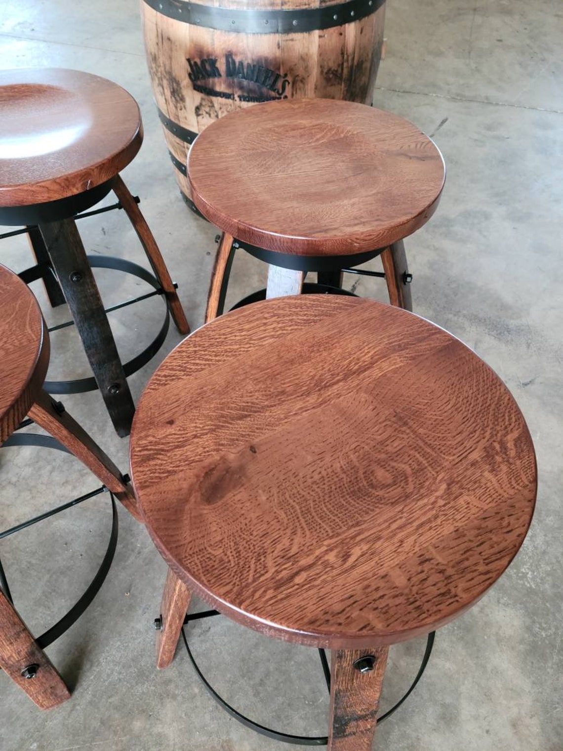 Whiskey Barrel Stave Bar Stool With Wooden Swivel Seat FREE - Etsy
