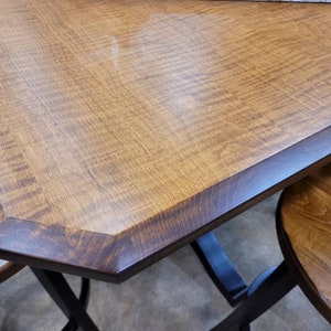 Amish Built Curly Maple Dining Table Set With 4 Swivel Chairs - Etsy