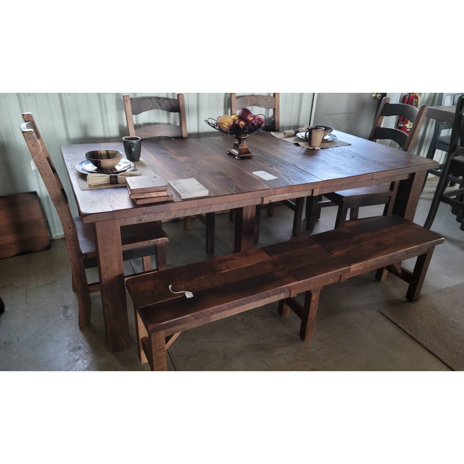 Reclaimed Barnwood Dining Table Set Made in the U.S.A. With - Etsy