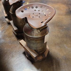 Authentic Amish Milk Can Bar Stool With Tractor Seat and Reclaimed Barn ...