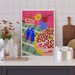 A Colorful Drawing of Strawberry Cake Poster, Colorful Wall Art ...