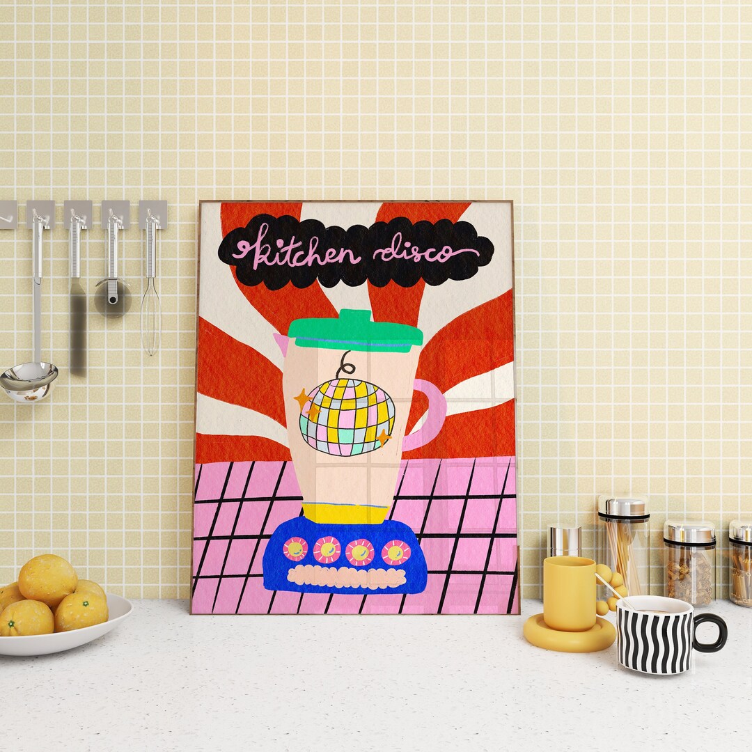 Kitchen Disco Smoothie Art Print: Colorful Kitchen Wall Decor (digital ...