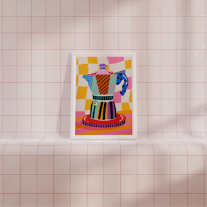 Moka Pot Illustration, Colorful Wall Art, Colorful Pattern Illustration ...