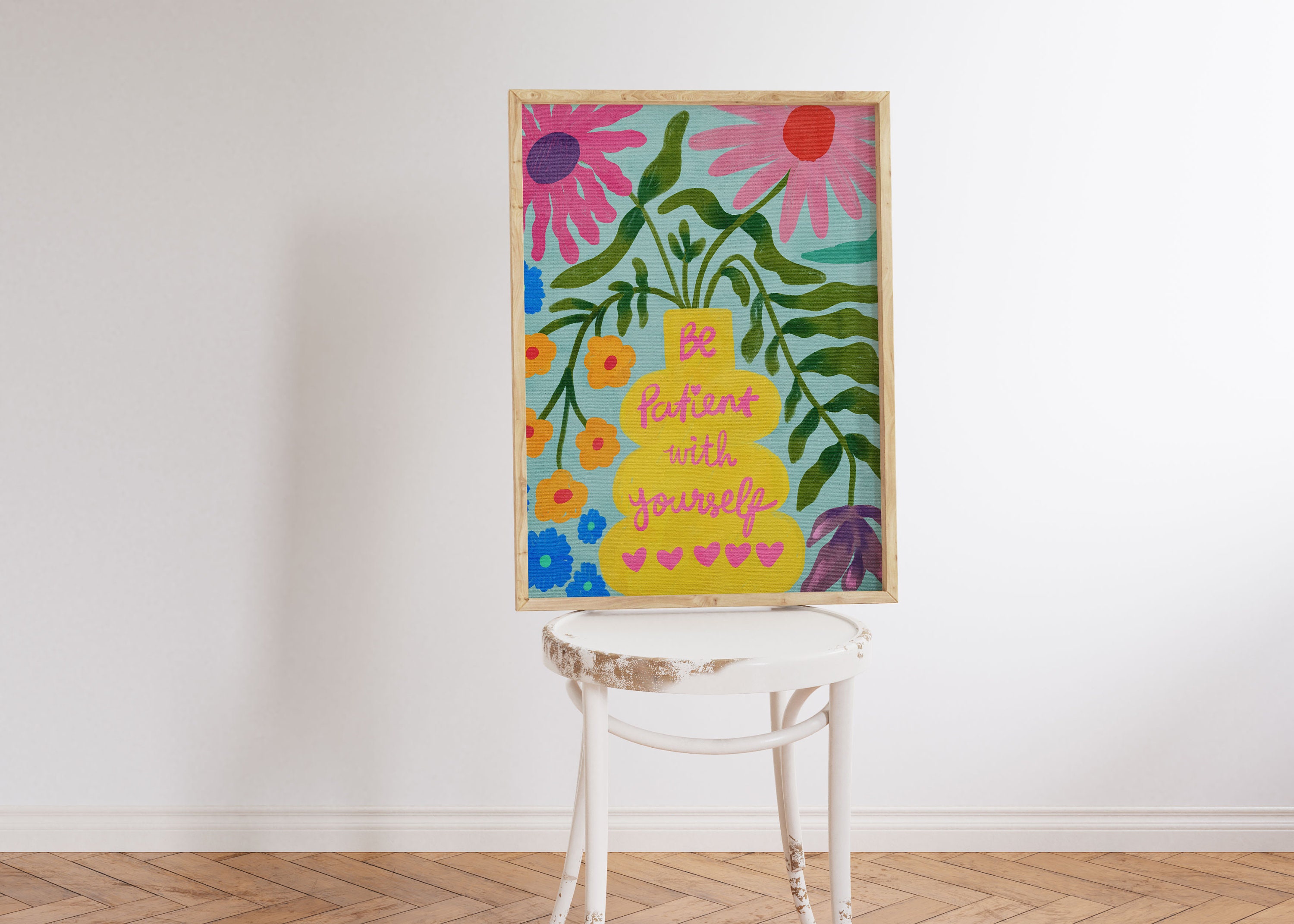 Motivational Quotes Be Patient With Yourself Poster Colorful - Etsy