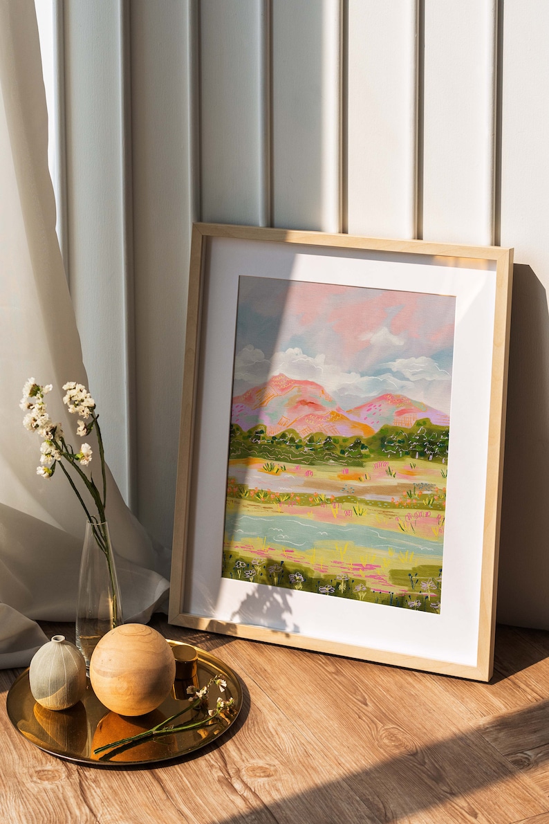 Colorful Abstract Mountain Art Print: Scenery Wall Decor (digital ...