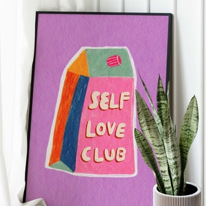 Self Love Club Pink Poster: Motivational Typography Wall Art (digital ...