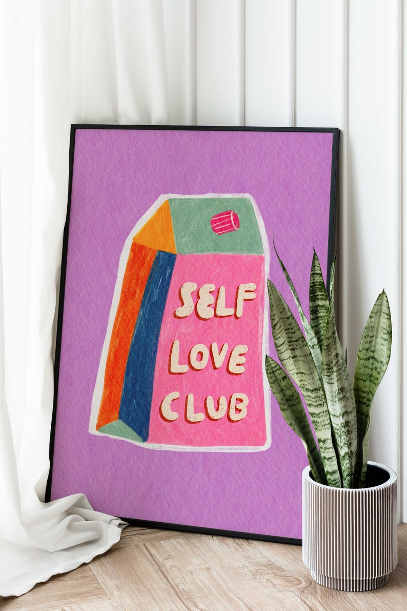 Self Love Club Pink Poster Motivational Quotes Typography - Etsy
