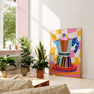 Moka Pot Illustration, Colorful Wall Art, Colorful Pattern Illustration ...