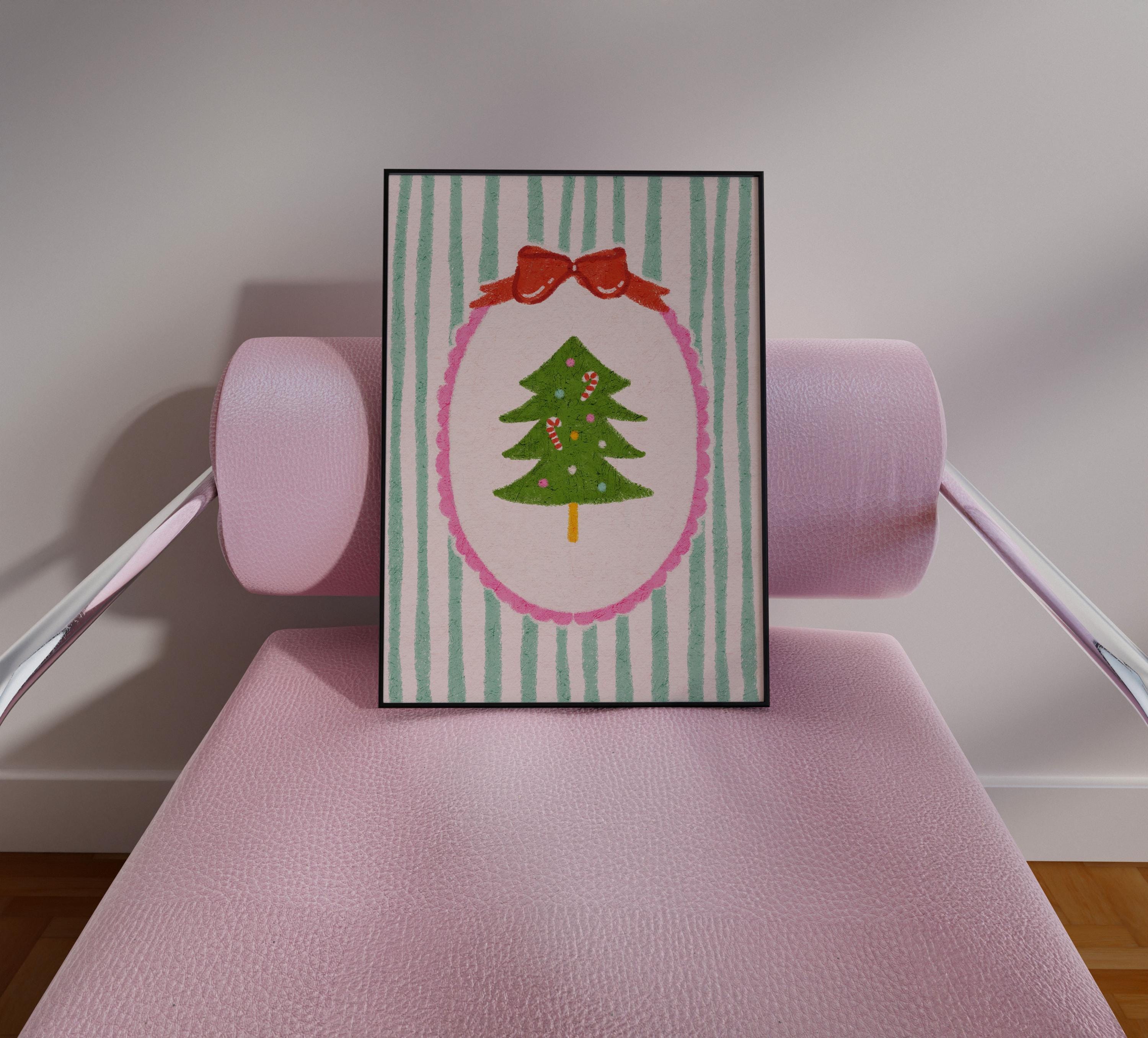 Preppy Colorful Christmas Tree Printable Wall Art: Dopamine Holiday ...