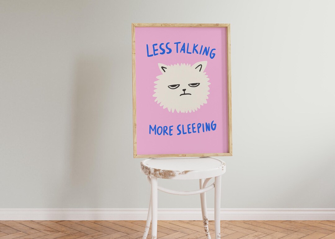 Grumpy Cat Sleeping Poster: Humorous Colorful Wall Art (digital ...