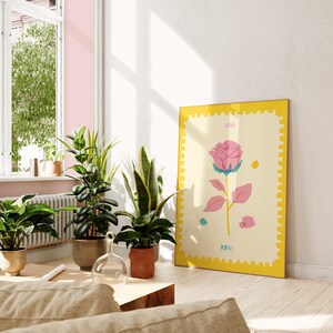 Colorful June Birth Month Poster Wall Art, Colorful Rose Flower Art ...