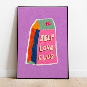 Self Love Club Pink Poster: Motivational Typography Wall Art (digital ...