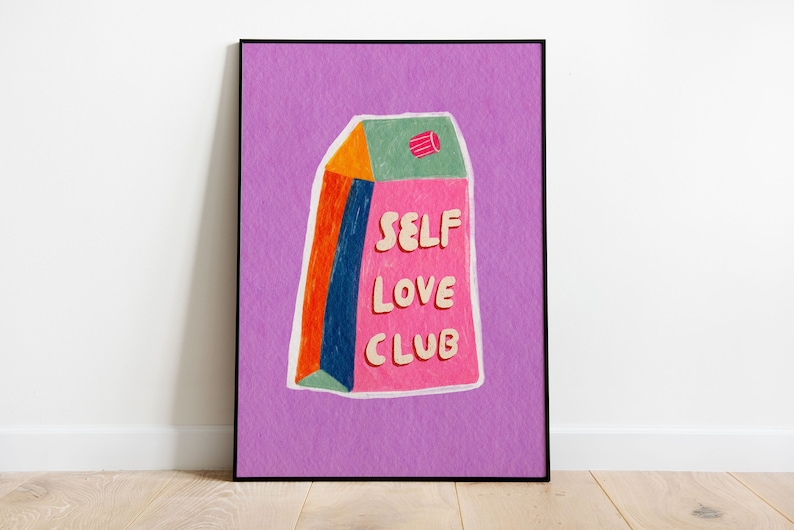 Self Love Club Pink Poster Motivational Quotes Typography - Etsy