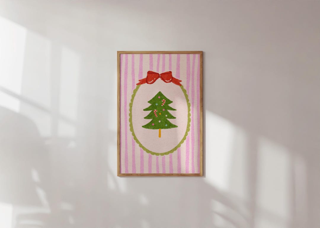 Preppy Colorful Christmas Tree Printable Wall Art: Dopamine Holiday ...