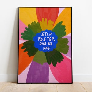 Step by Step Poster | Motivational Quotes Poster | Colorful Wall Art ...