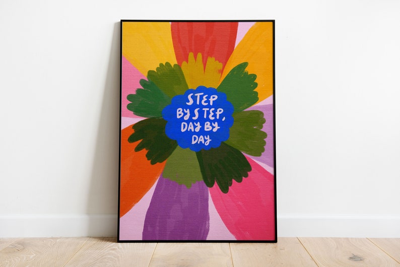Step by Step Poster Motivational Quotes Poster Colorful - Etsy