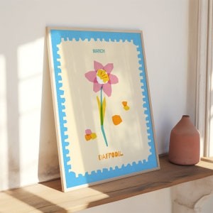 Colorful March Birth Month Poster Wall Art, Colorful Daffodil Flower ...