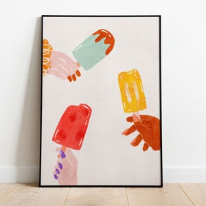 Ice Pop Illustration Art Print: Colorful Kitchen Wall Decor (digital ...