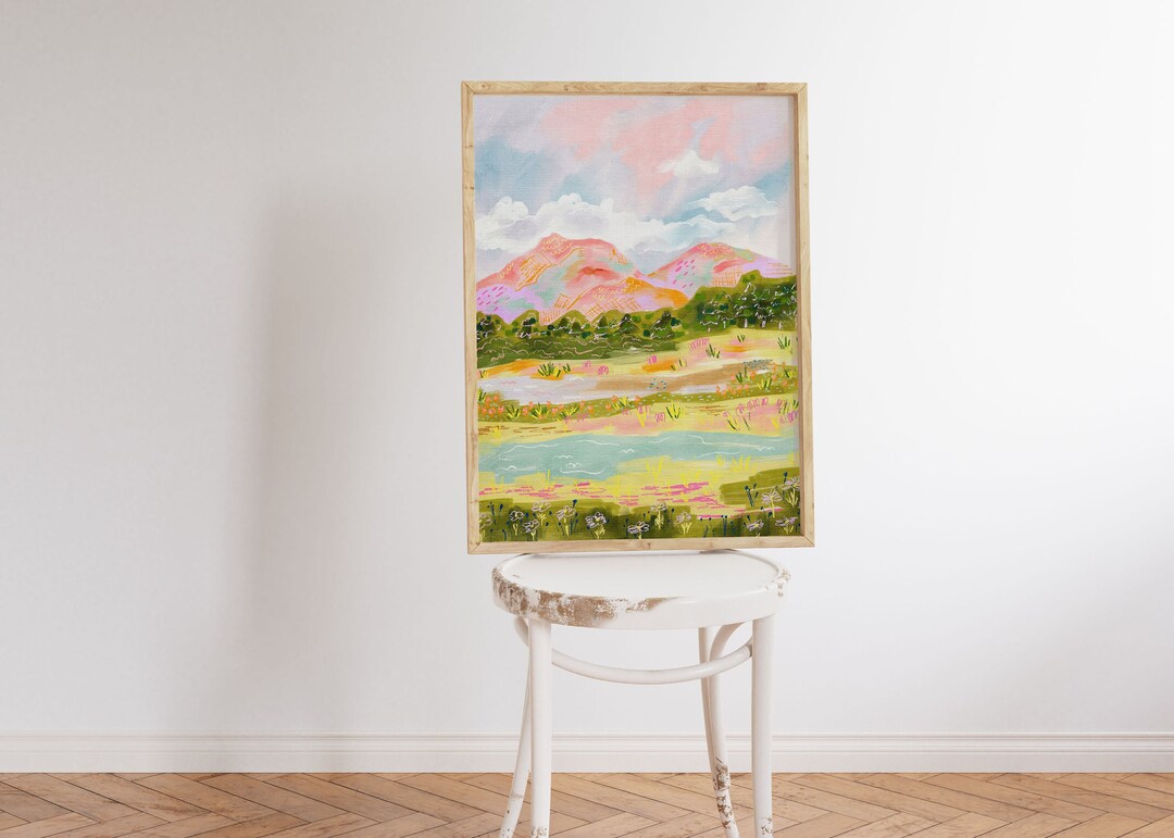 Colorful Abstract Mountain Art Print: Scenery Wall Decor (digital ...