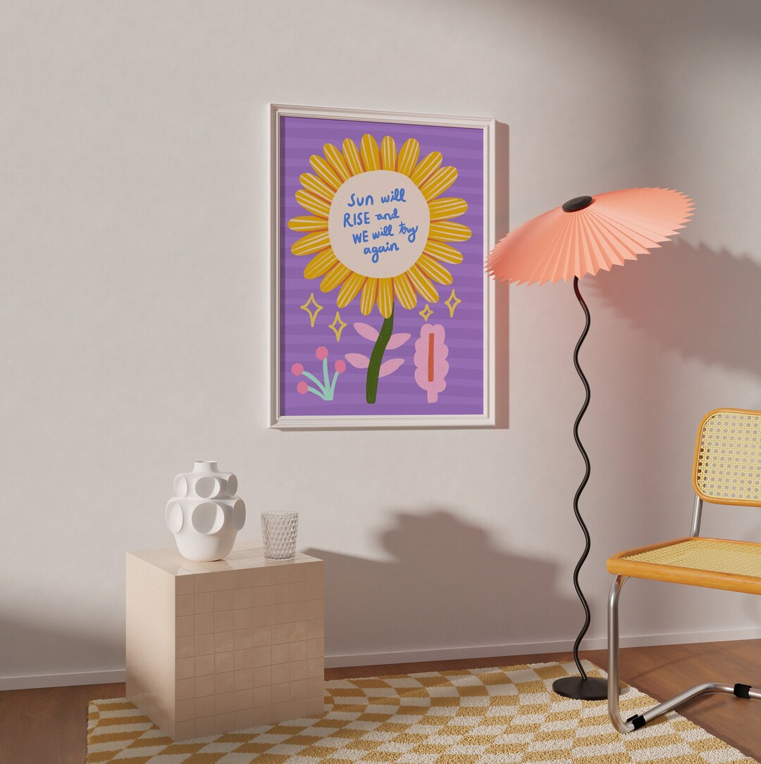 Try Again Poster | Motivational Quotes Typography | Colorful Wall Art ...