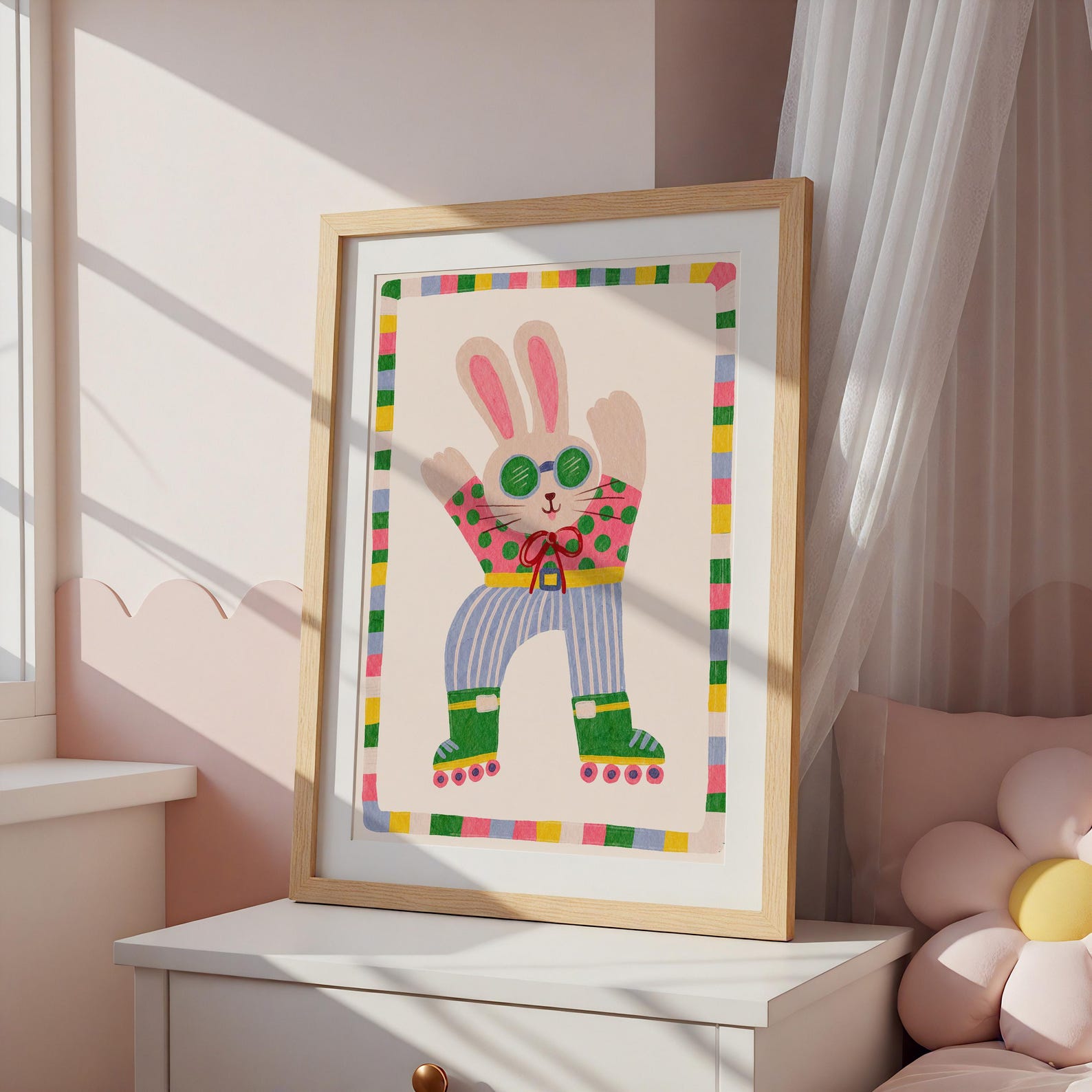 Rabbit Skate Print: Eclectic Nursery Wall Art (digital Download) - Etsy