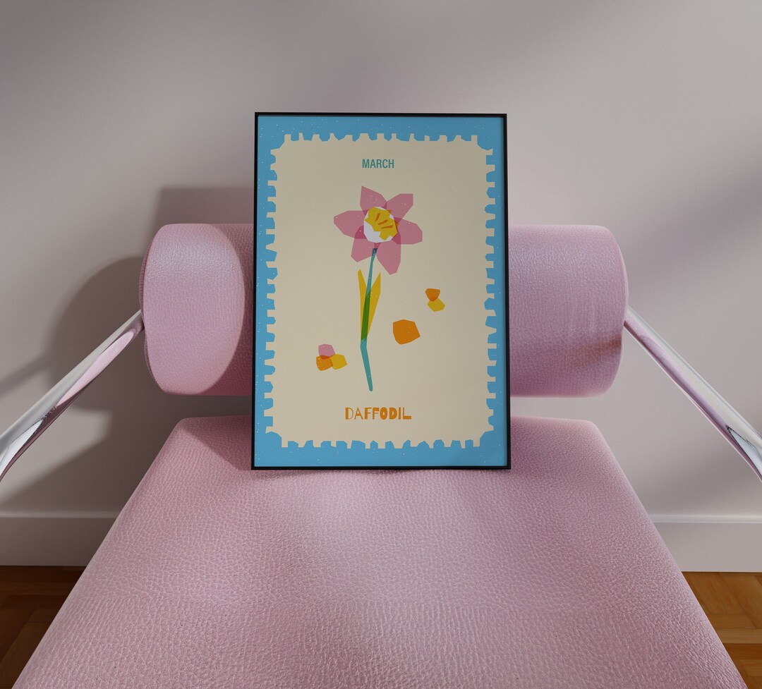 Colorful March Birth Month Poster Wall Art, Colorful Daffodil Flower ...