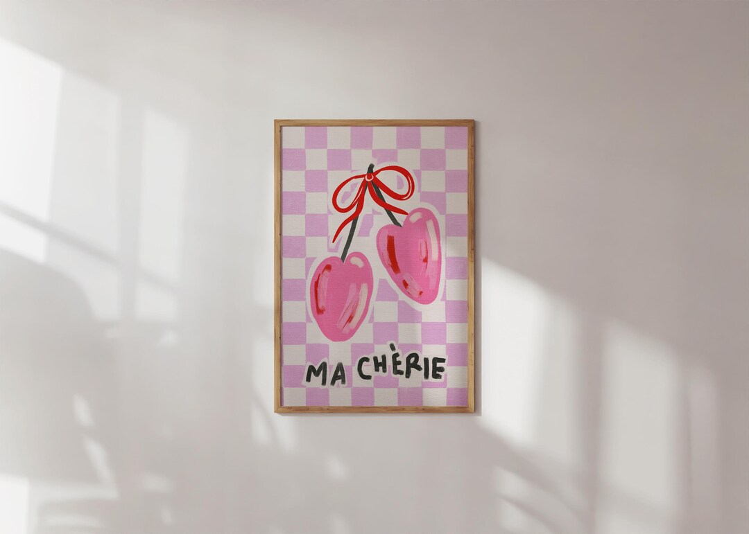 Ma Cherie Cherry Wall Art: Hand Drawn French Poster (digital Download ...