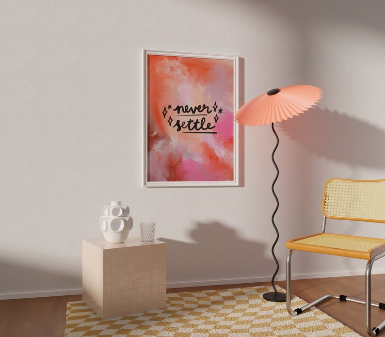 Never Settle Poster | Motivational Quotes Typography | Colorful Wall ...