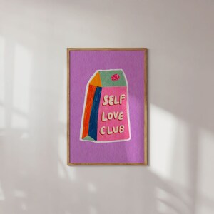 Self Love Club Pink Poster: Motivational Typography Wall Art (digital ...