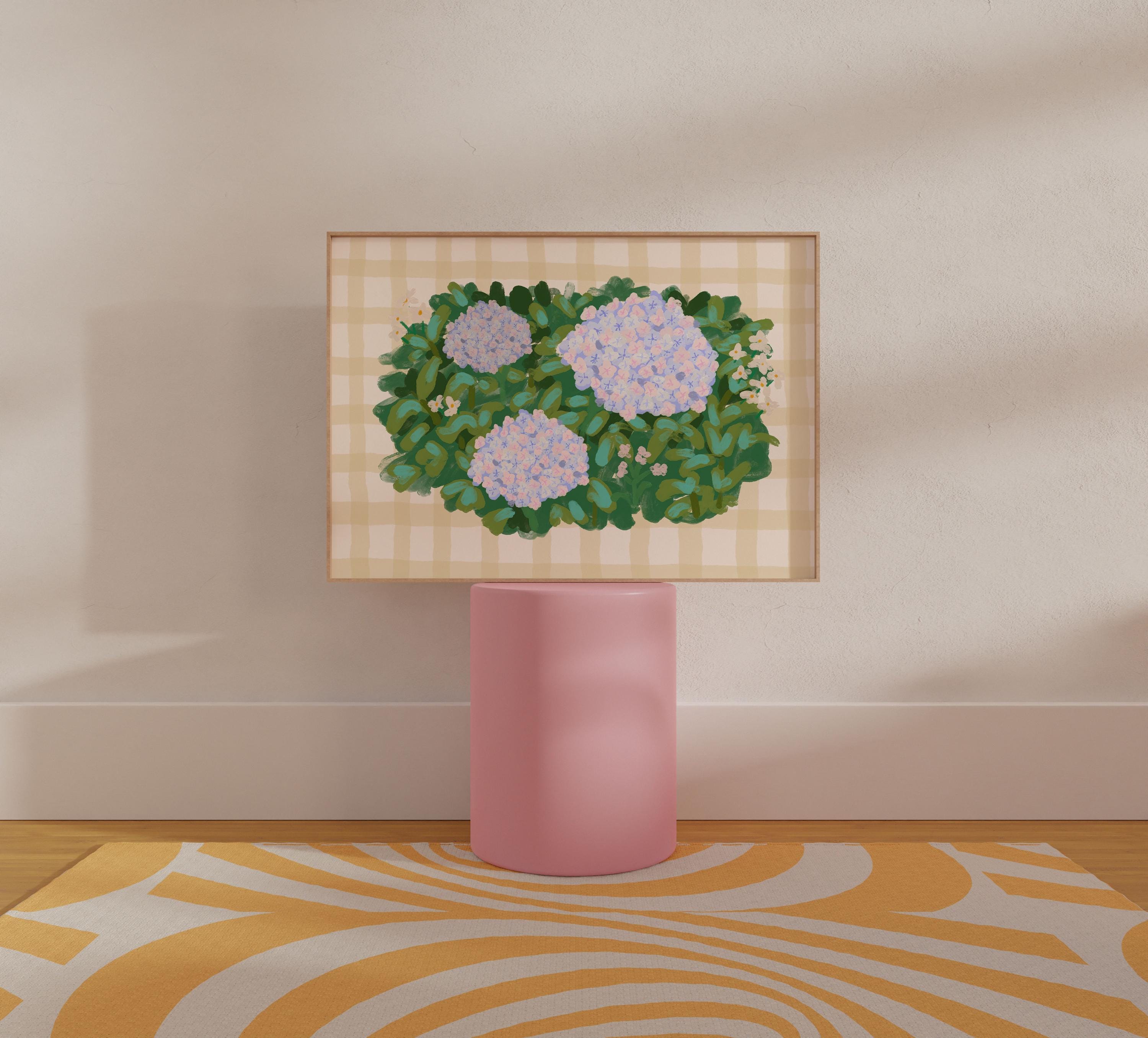 Preppy Hydrangea Printable Wall Art: Colorful Hand Drawn Floral ...