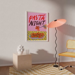 Pasta Night Typography | Colorful Wall Art Quotes | Kitchen Quote Print ...