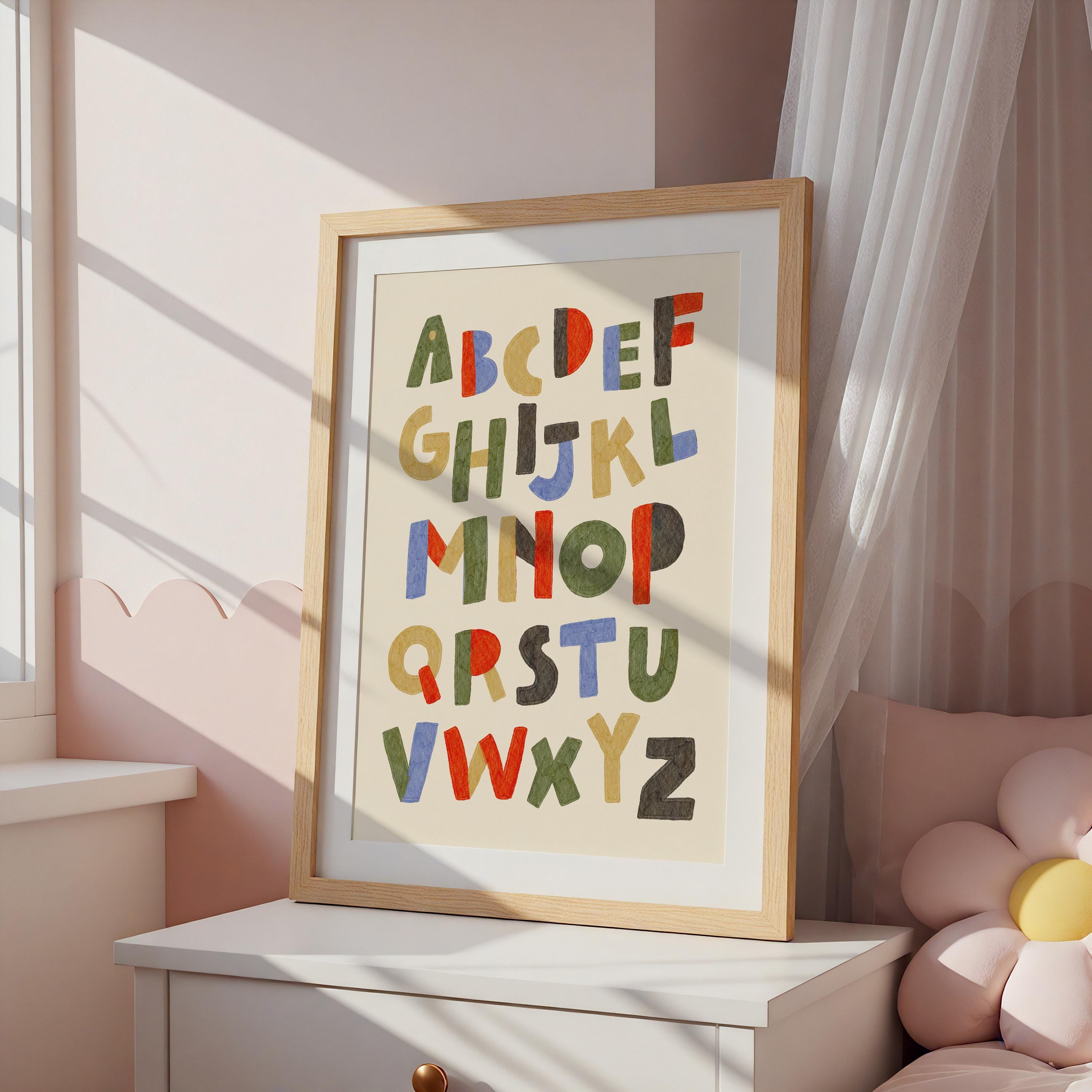 Hand-illustrated Alphabet Print: Eclectic Nursery Wall Art (digital ...