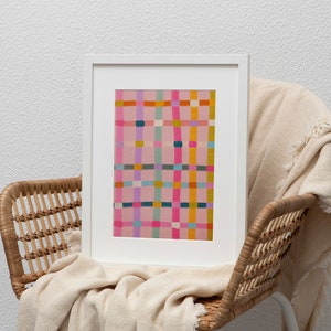 Colorful Grid Acrylic Painting: Abstract Geometric Art Print (digital ...