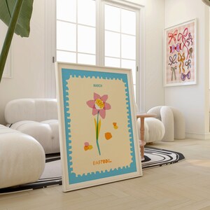 Colorful March Birth Month Poster Wall Art, Colorful Daffodil Flower ...