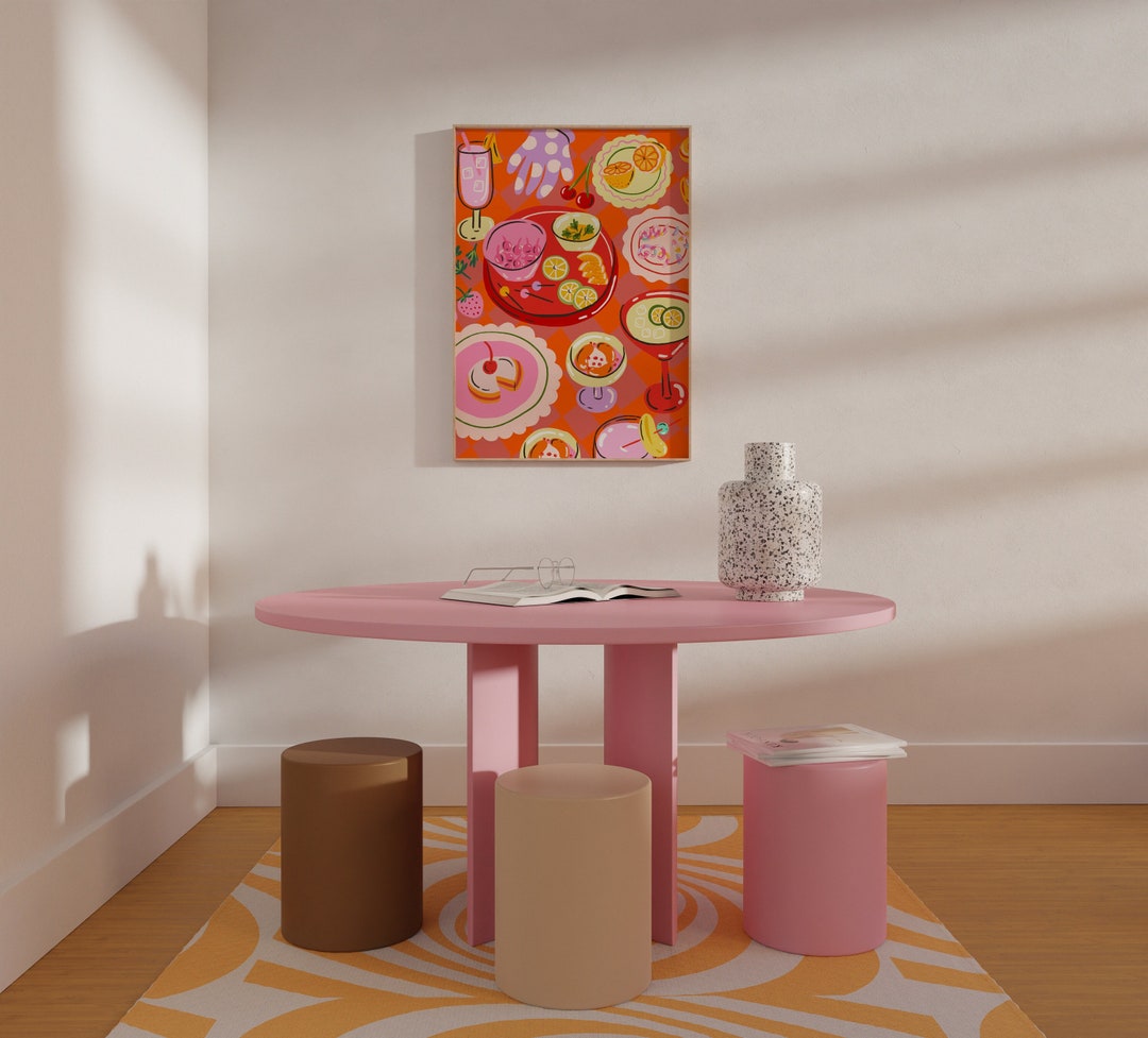 Flatlay Food in the Table Wall Art, Colorful Wall Art, Still Life ...