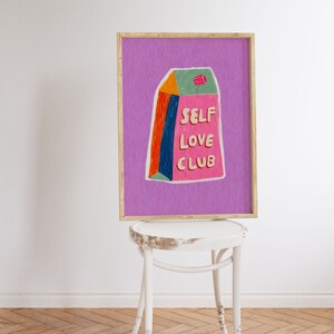 Self Love Club Pink Poster: Motivational Typography Wall Art (digital ...