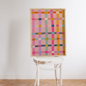 Colorful Grid Acrylic Painting: Abstract Geometric Art Print (digital ...