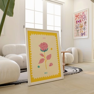 Colorful June Birth Month Poster Wall Art, Colorful Rose Flower Art ...