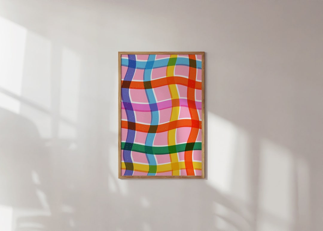 Colorful Swirl Grid Art Print: Geometric Living Room Decor (digital ...