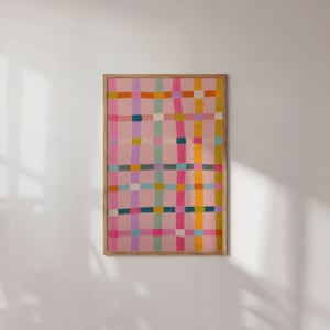 Colorful Grid Acrylic Painting: Abstract Geometric Art Print (digital ...