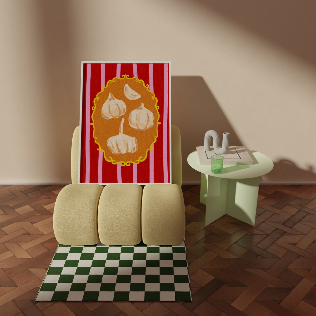 Hand Drawn Garlic Poster | Colorful Wall Art | Kitchen Print ...