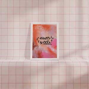 Never Settle Poster | Motivational Quotes Typography | Colorful Wall ...