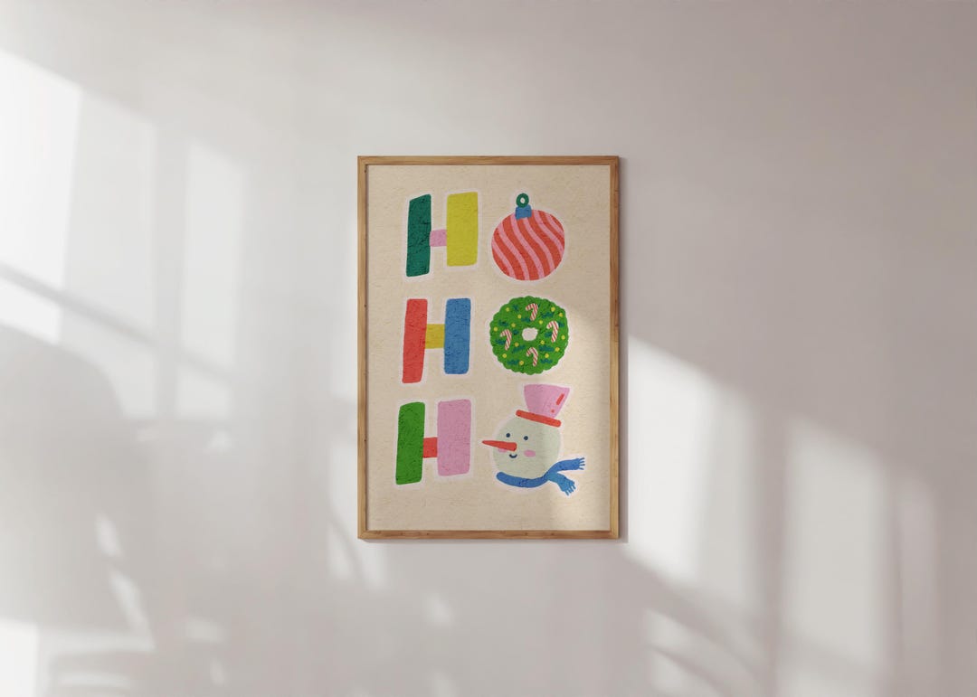 Christmas Ho Ho Ho Art Print: Colorful Hand Written Poster (digital ...