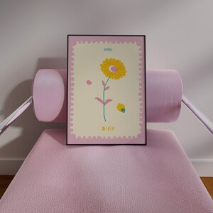 Colorful April Birth Month Poster Wall Art, Colorful Daisy Flower Art ...