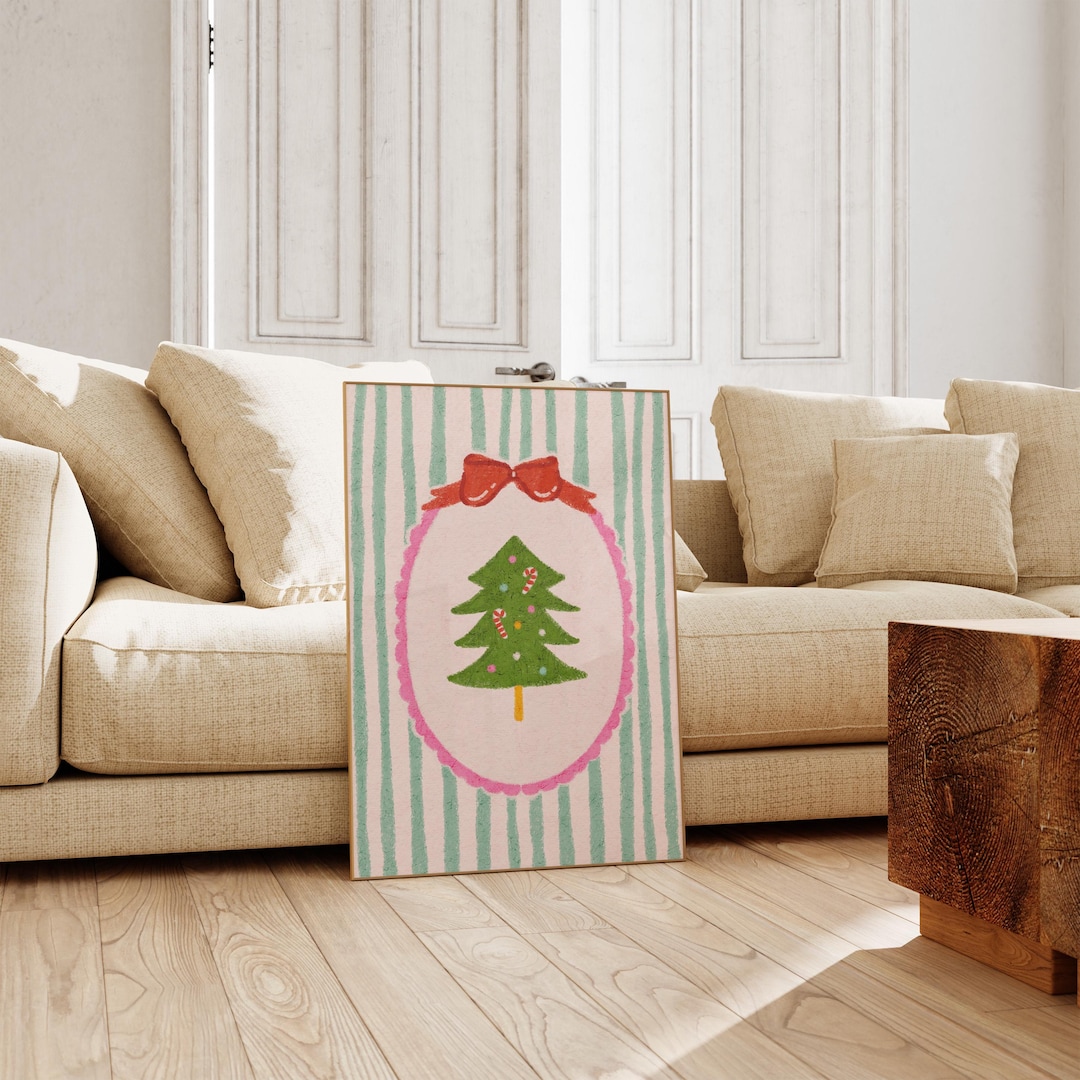 Preppy Colorful Christmas Tree Printable Wall Art: Dopamine Holiday ...