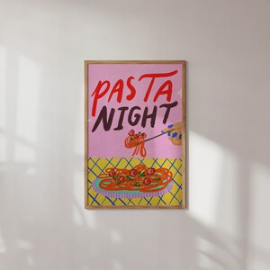 Pasta Night Typography | Colorful Wall Art Quotes | Kitchen Quote Print ...