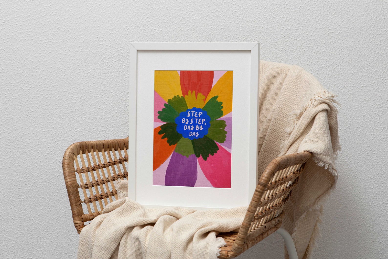 Step by Step Poster Motivational Quotes Poster Colorful Wall Art Floral ...