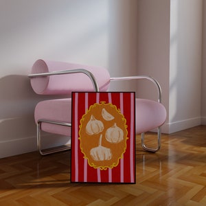 Hand Drawn Garlic Poster Colorful Wall Art Kitchen Print Printable ...