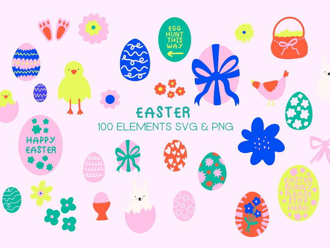 Easter SVG PNG Design Bundle - Set of 100 Digital Files - Etsy