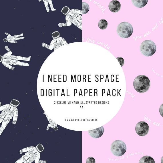 Space Themed Paper Pack. Paper Download Scrapbook Craft | Etsy